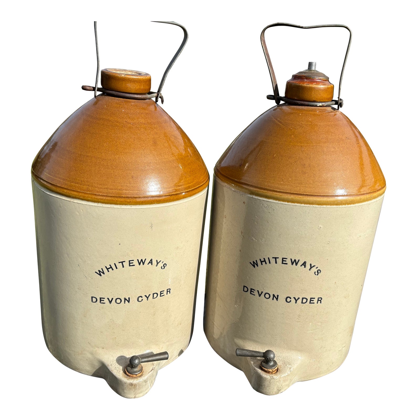 Whiteway's Devon Cyder - A Pair of Early 30th C. Pottery Serving Jugs ...