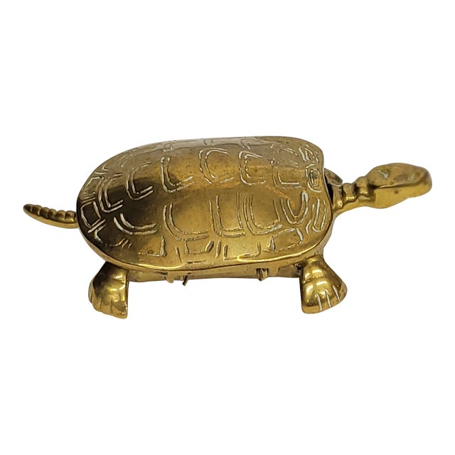 Vintage Turtle Brass Box Mini Stash Box Case Gold Made in Korea | Chairish