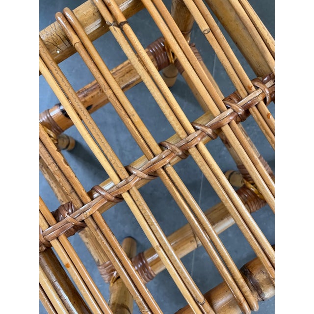 Vintage Rattan Wrapped Bamboo Square Stool | Chairish