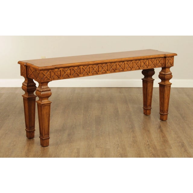 French Neoclassical Style Long Carved Wood Console | Chairish