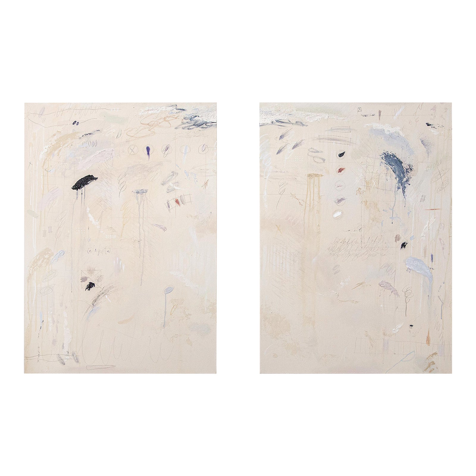 Large Original Beige Abstract Diptych Painting by Margot Sinclair ...