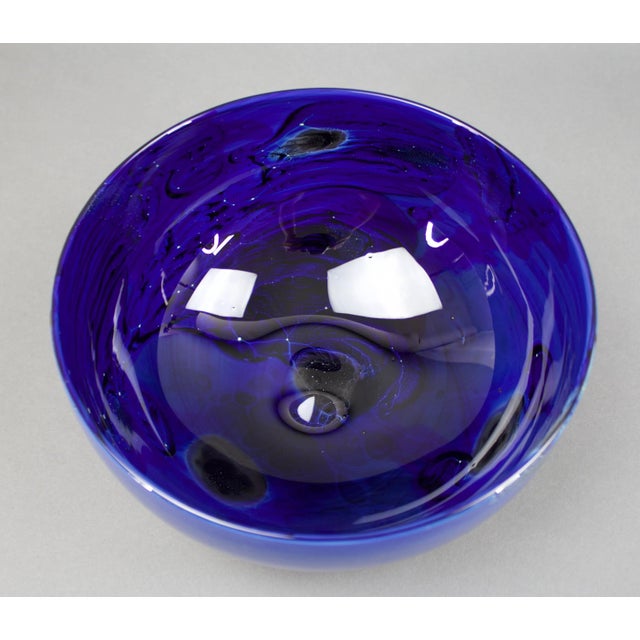 Josh Simpson 1990 Signed New Mexico Cobalt Blue Studio Art Glass Bowl ...