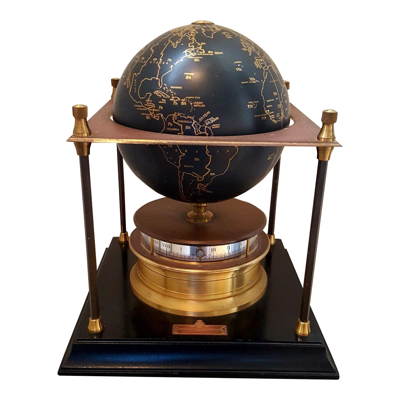 1979 Royal Geographical Society World Clock Imhof Switzerland | Chairish