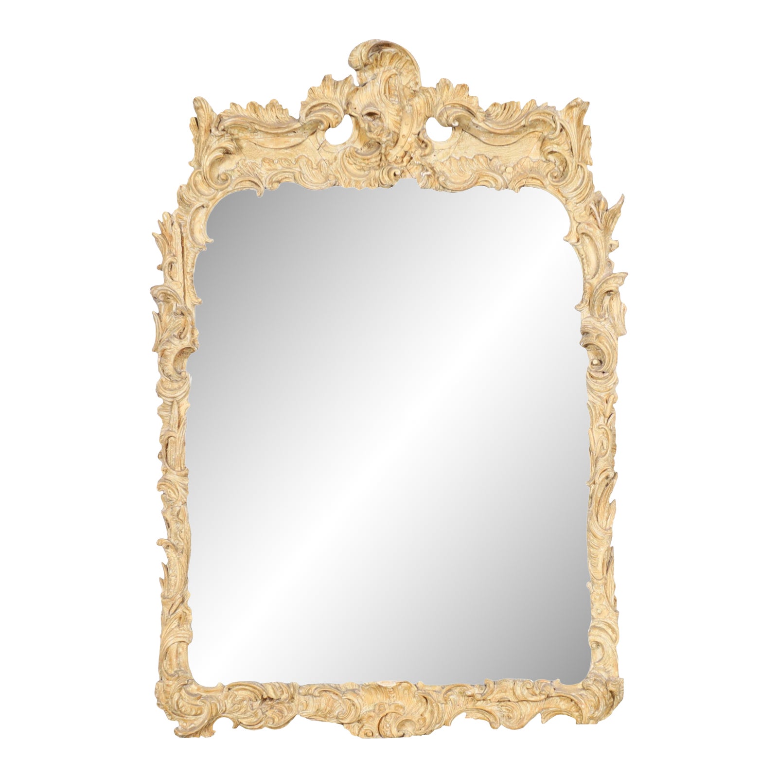 19th Century French Louis XV Carved Wood Mirror | Chairish