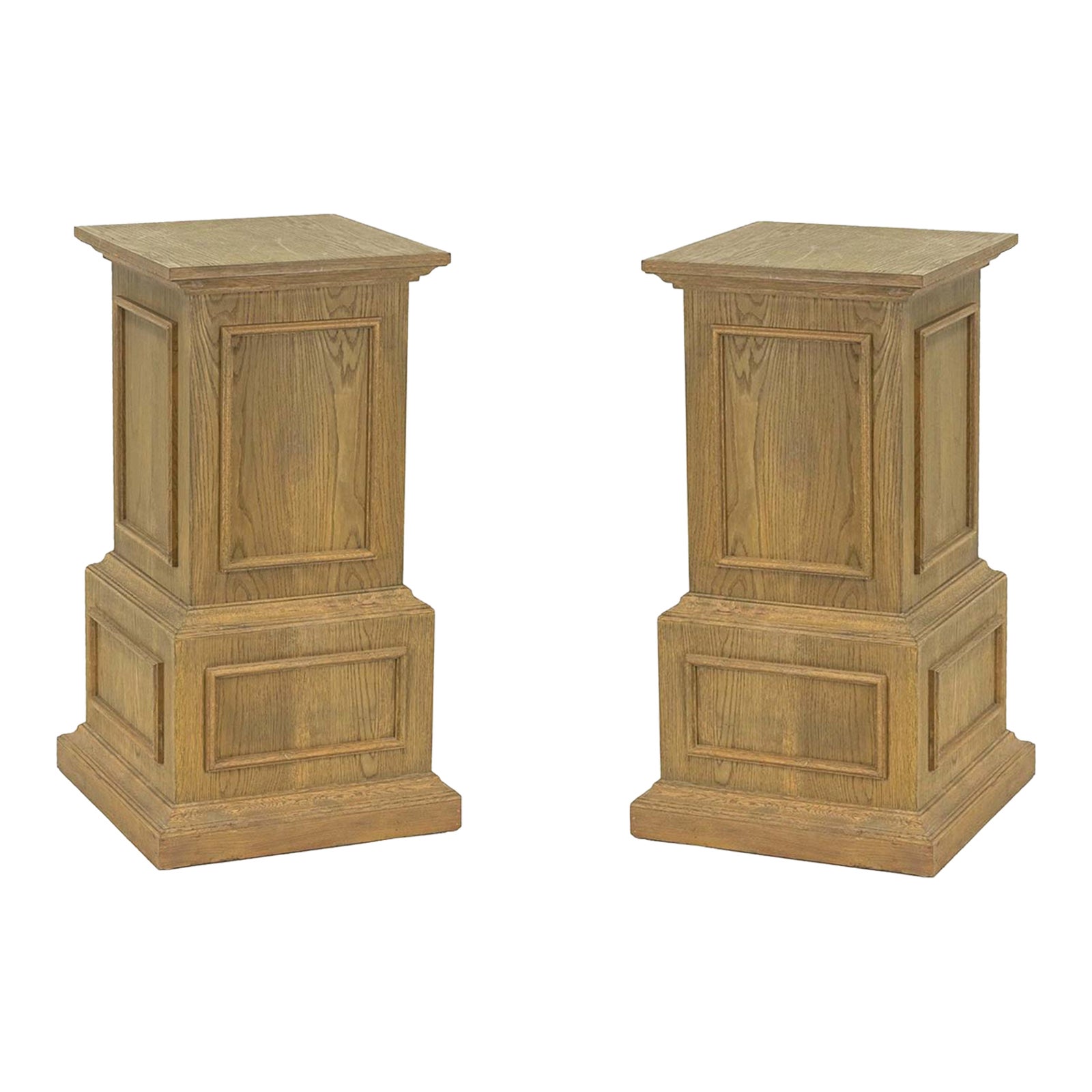 Late 20th Century Oak Pedestals - a Pair | Chairish