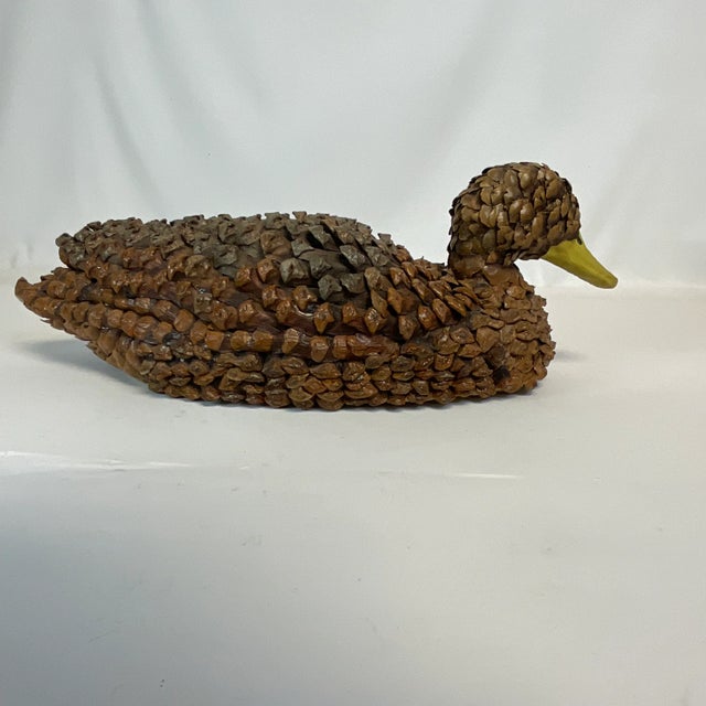 1950s Arts & Crafts Boho Chic Pine Cone Over Paper Mache’ Duck Figurine ...