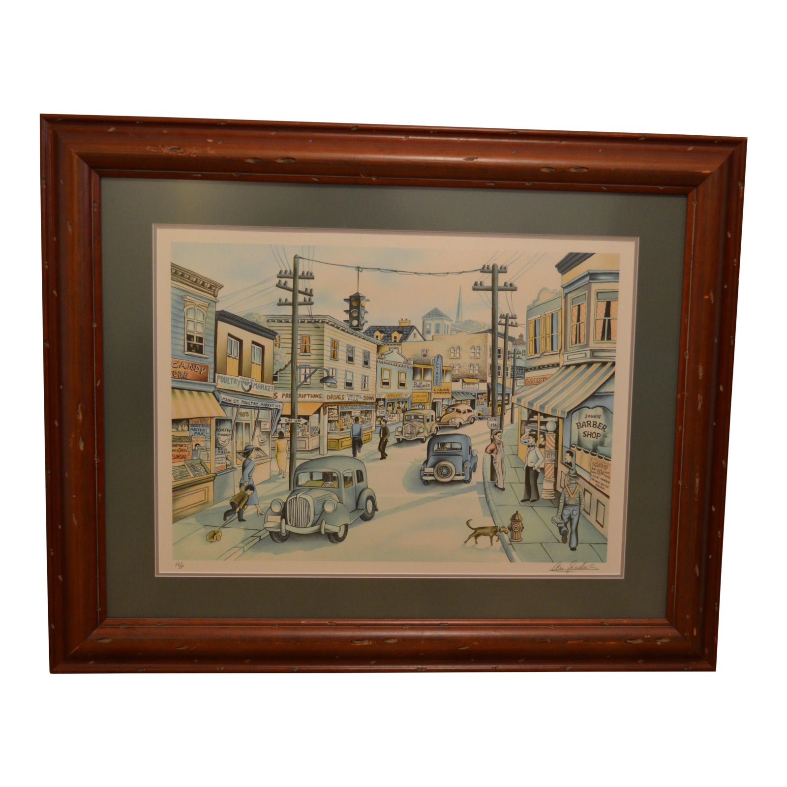 Mid Century America Small Downtown Scene Print | Chairish