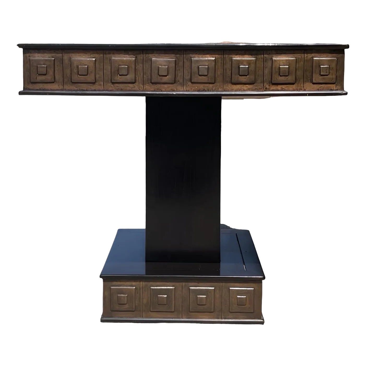 Lacquered Wood and Copper Trim Console Table by Robert Kuo | Chairish
