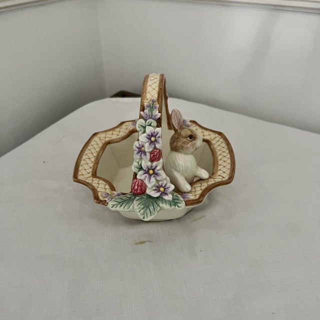 Fitz and Floyd Rabbit in Basket | Chairish