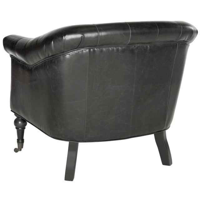 Tufted Club Chair in Antique Black & Black | Chairish