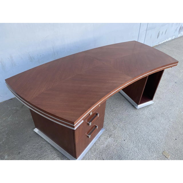 1990s Modern Partner Desk with Aluminum Trim | Chairish
