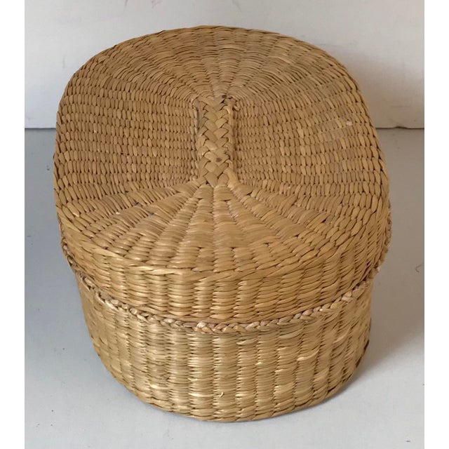 Vintage Lidded Oval Sweetgrass Trinket Box | Chairish