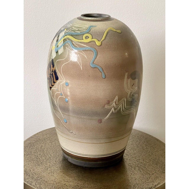 1980s Jamie Davis Studio Art Pottery Postmodern Raku Ceramic Vase ...