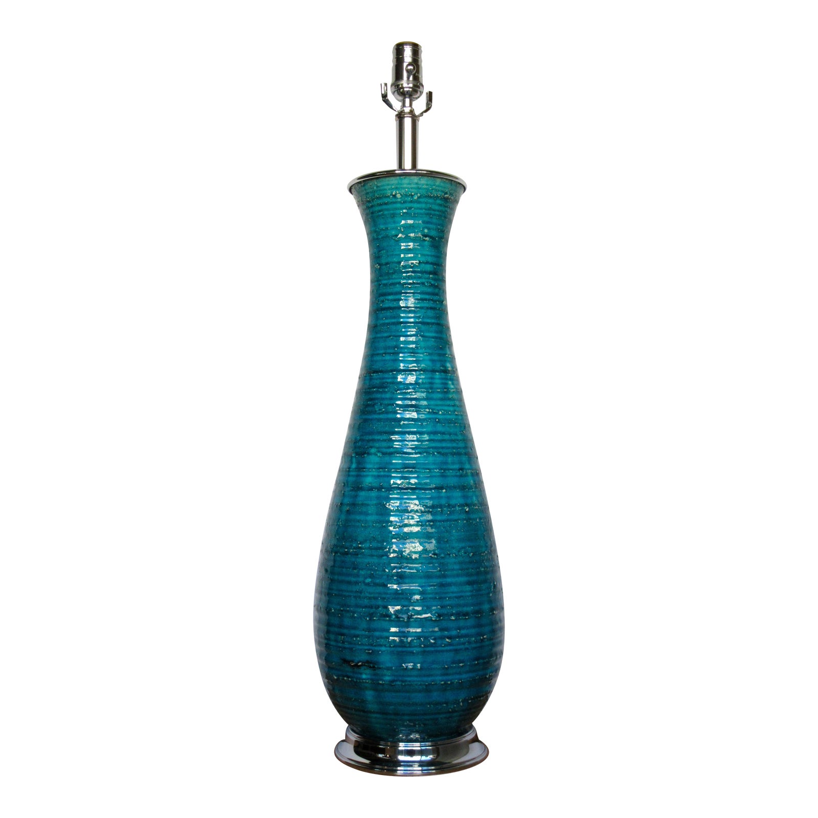 Tall Turquoise Textural Glazed Turquoise Table Lamp | Chairish
