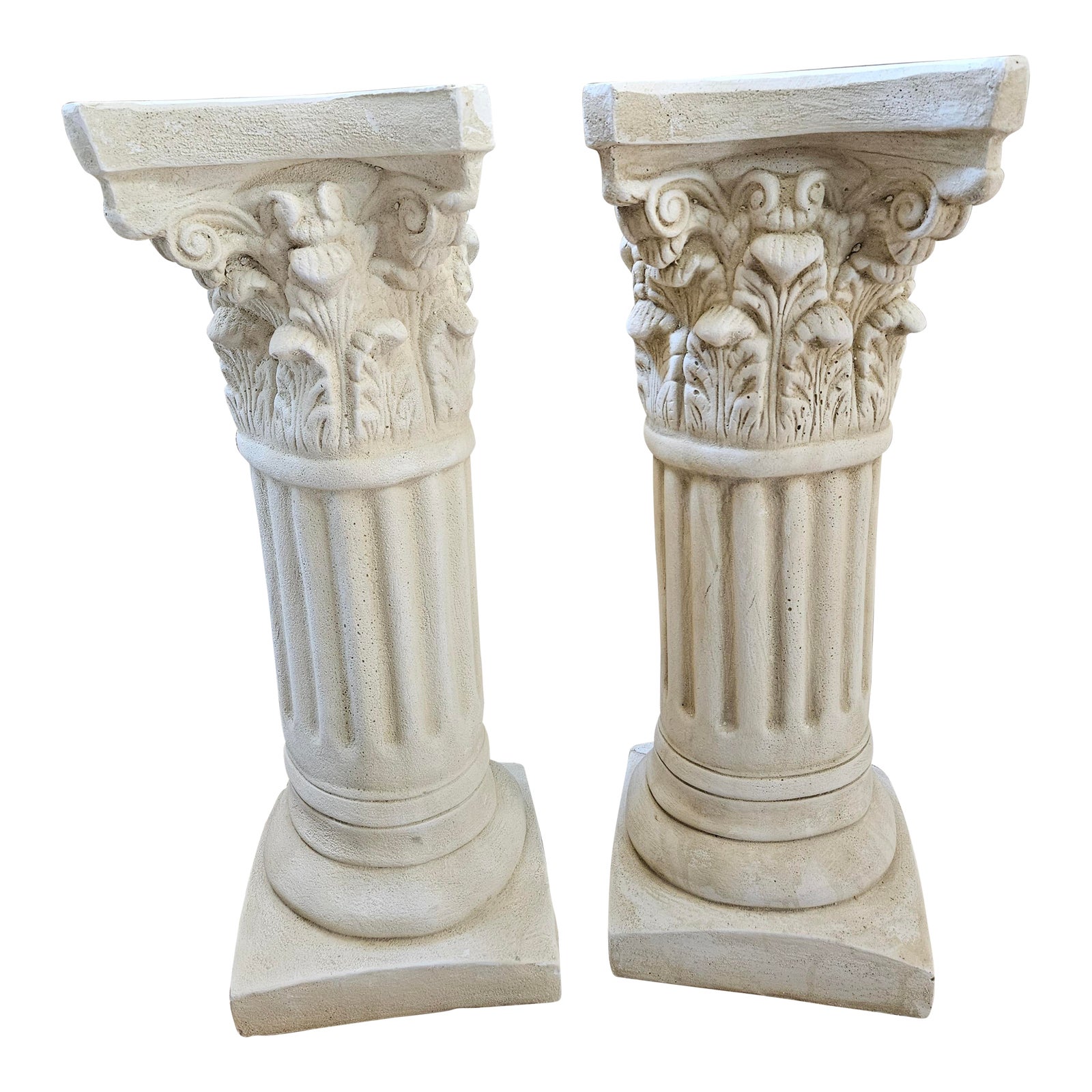 Late 20th Century Plaster Column Pedestals - Set of 2 | Chairish