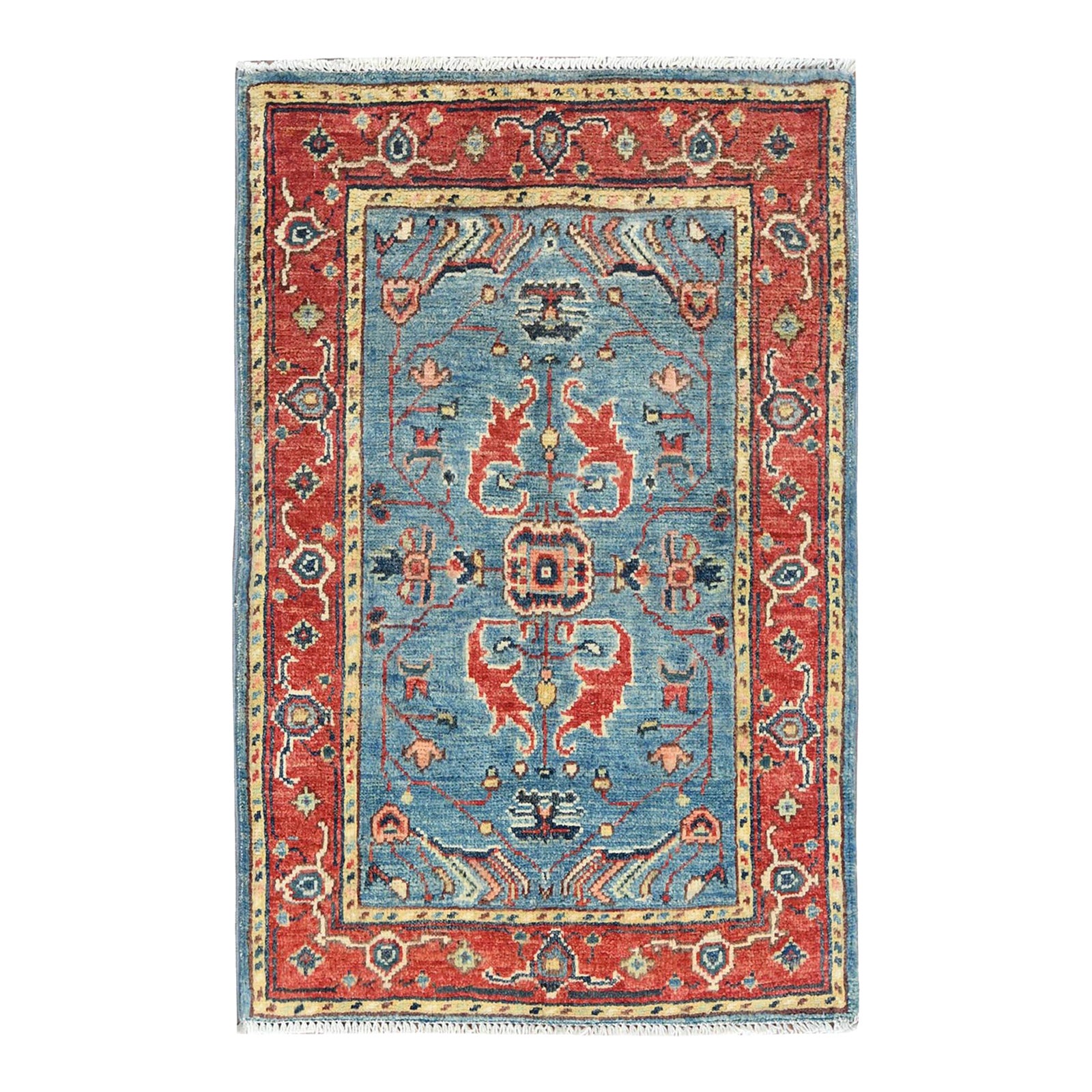 2010s Carolina Blue, Afghan Peshawar With All Over Heriz Design ...