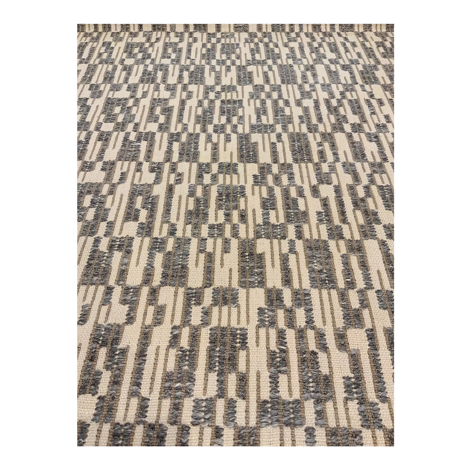 Gray and Khaki Abstract Geometric Raised Woven Designer Fabric - 3 ...