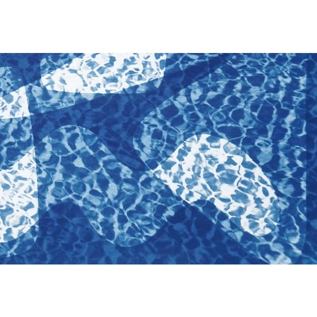 Contemporary Cyanotype Monotype of Shapes Under Water in Cold Tones ...