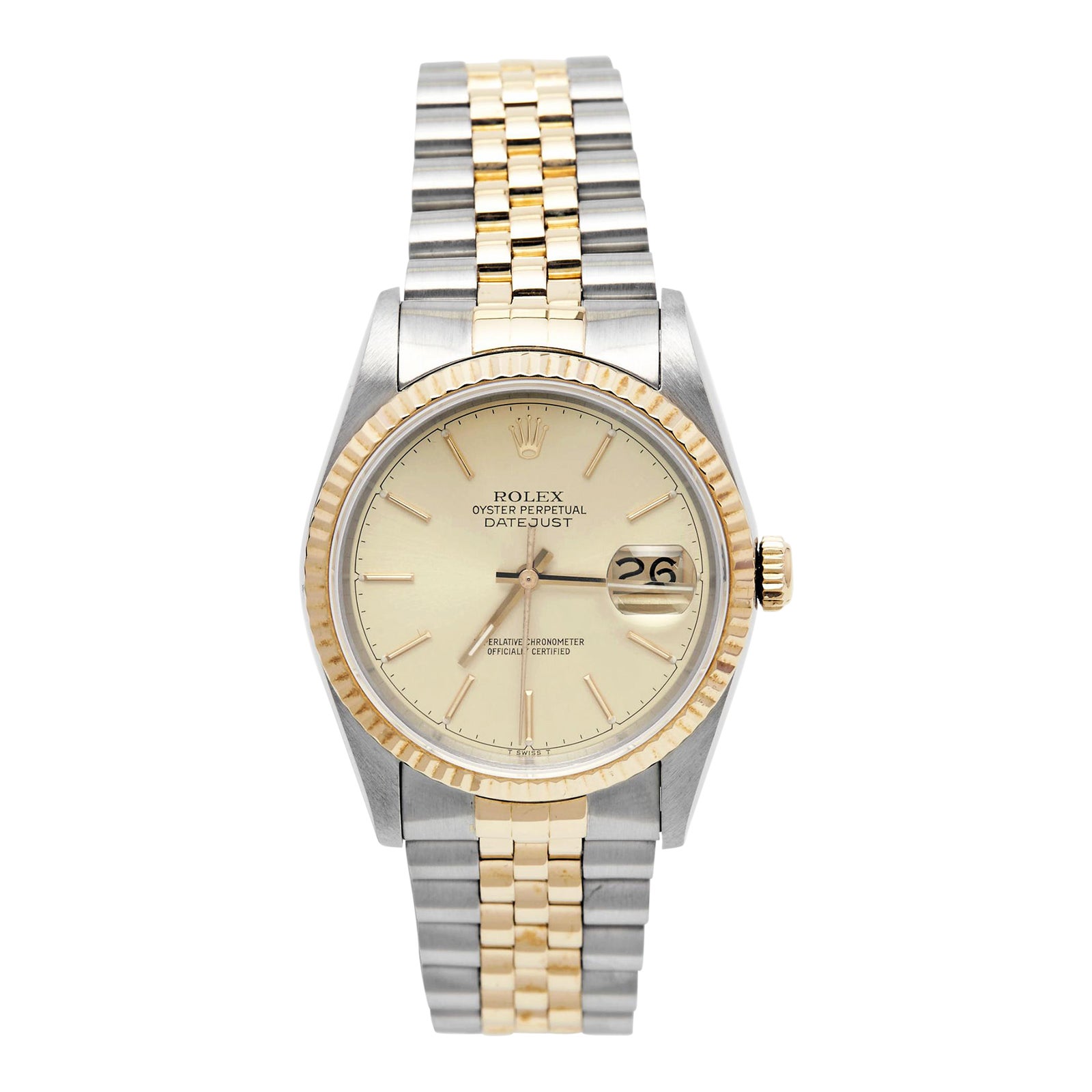 Rolex Champagne 18K Yellow Gold And Stainless Steel Datejust 16233 Men ...