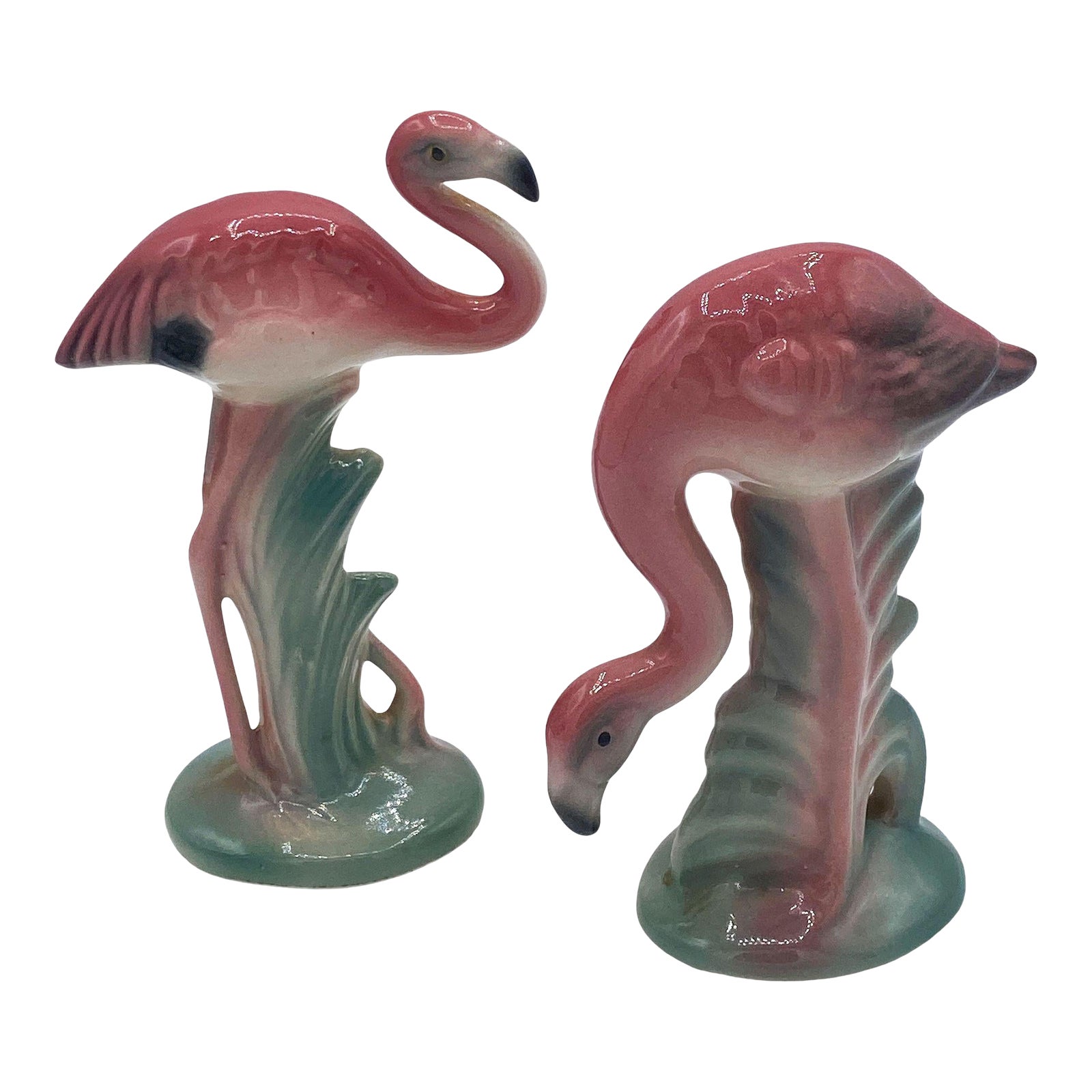 Pair of Mid 20th Century Matching Mini Pink Flamingo Ceramic Tabletop ...