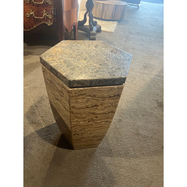 Hexagonal Stone Accent Table | Chairish