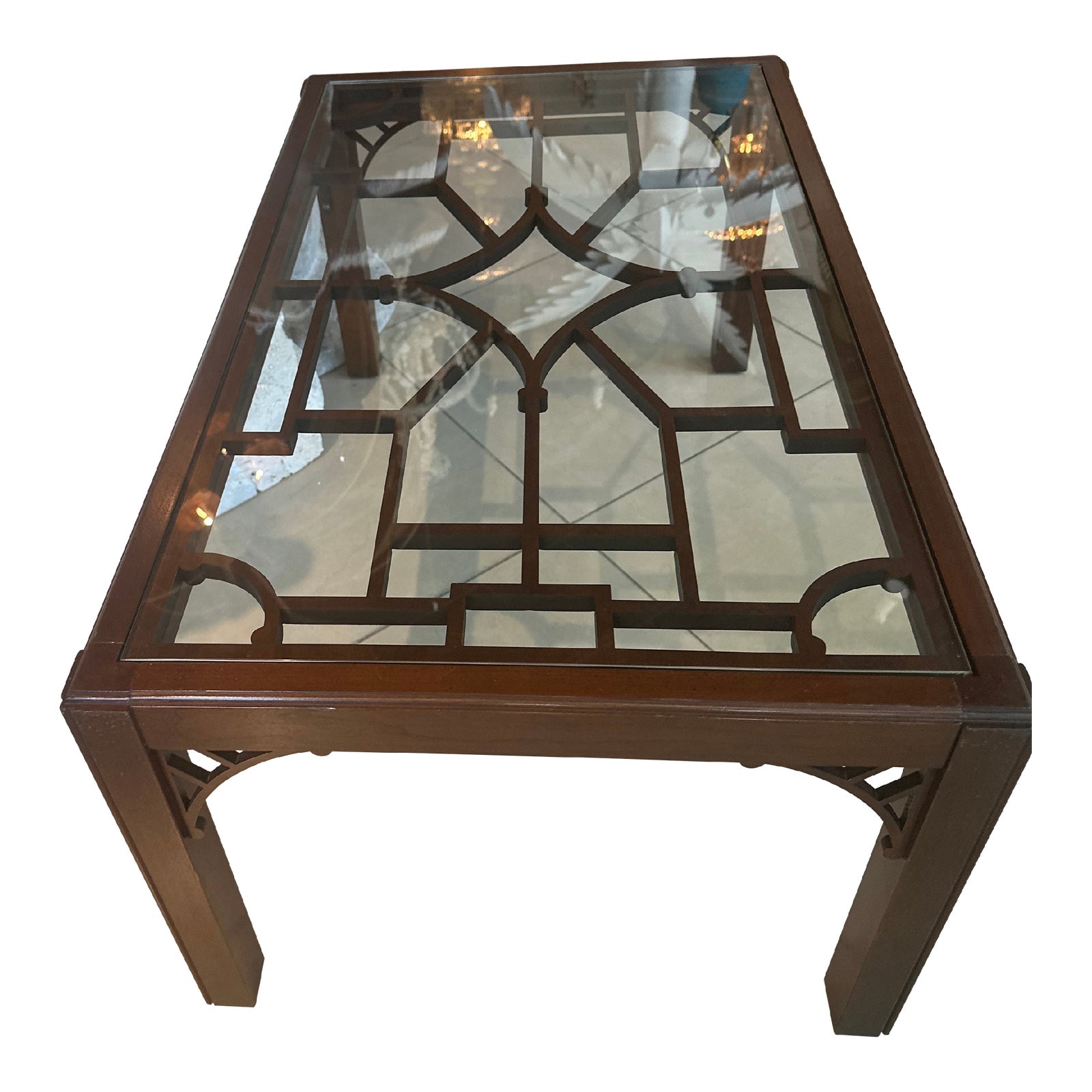 Vintage Chinoiserie Ethan Allen Fretwork Fret Wood Coffee Cocktail ...