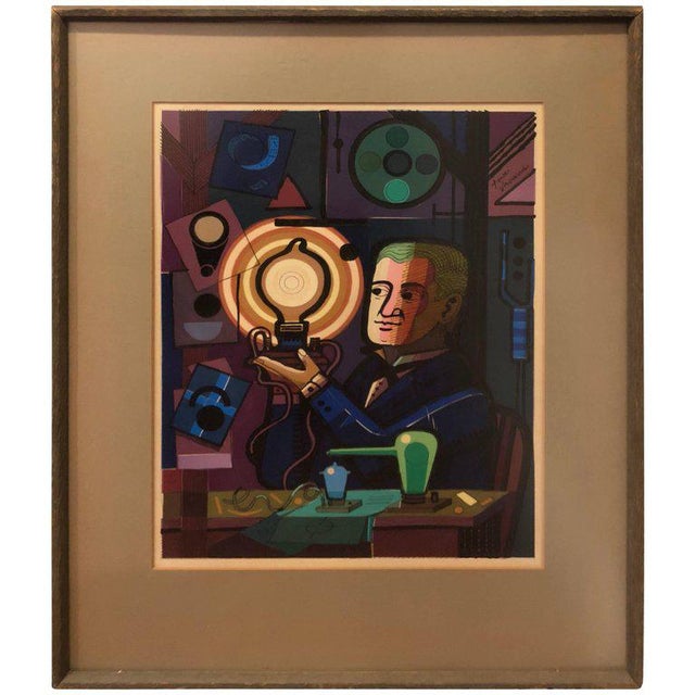 1960s Vintage Thom Vromen Signed Colored Lithograph Print of Thomas ...