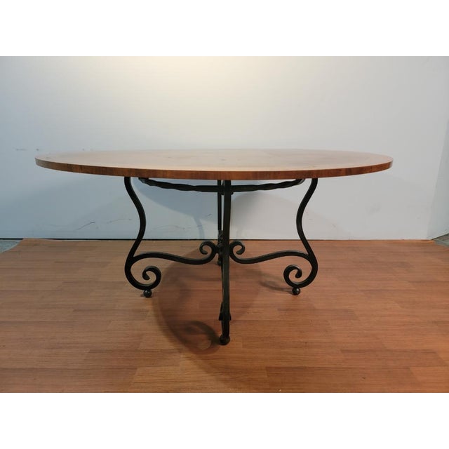 Vintage Baker Furniture Co. Round Dining Room Table on Four Leg Wrought ...