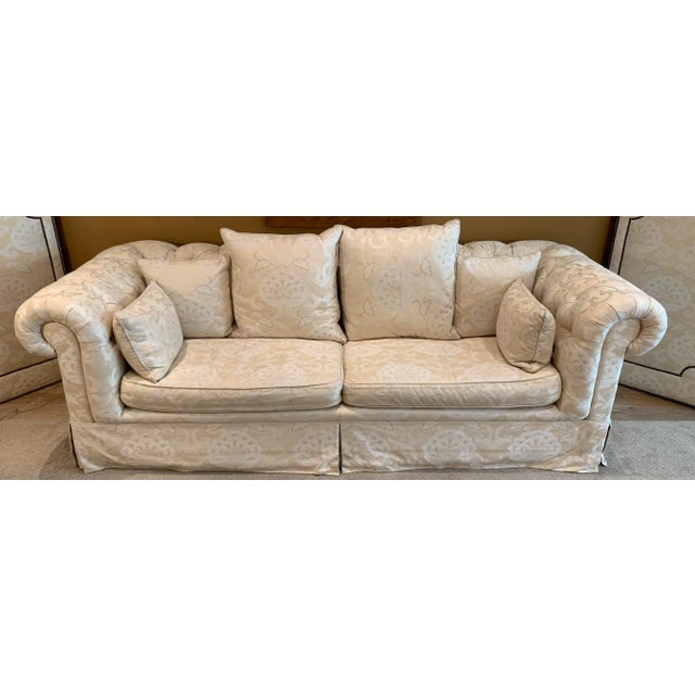 1990s Rolled Arm 8 Foot Tufted Sofa | Chairish
