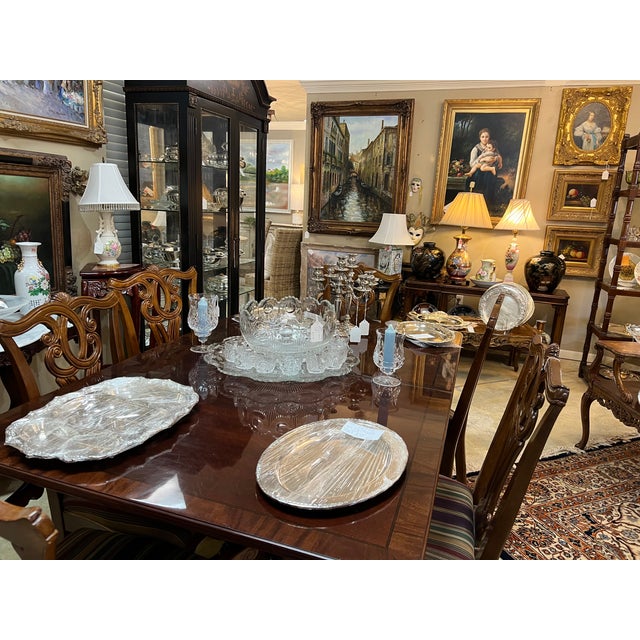 Late 20th Century Eapg Manhattan Pattern Glass Large Punch Bowl Set- 21 ...