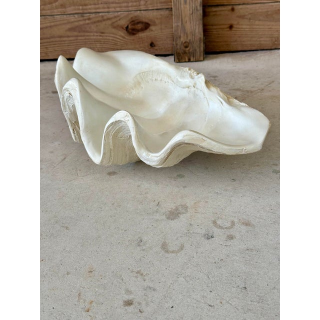 Vintage Coastal Cast Resin Sculptural Clam Shell Decorative Bowl | Chairish