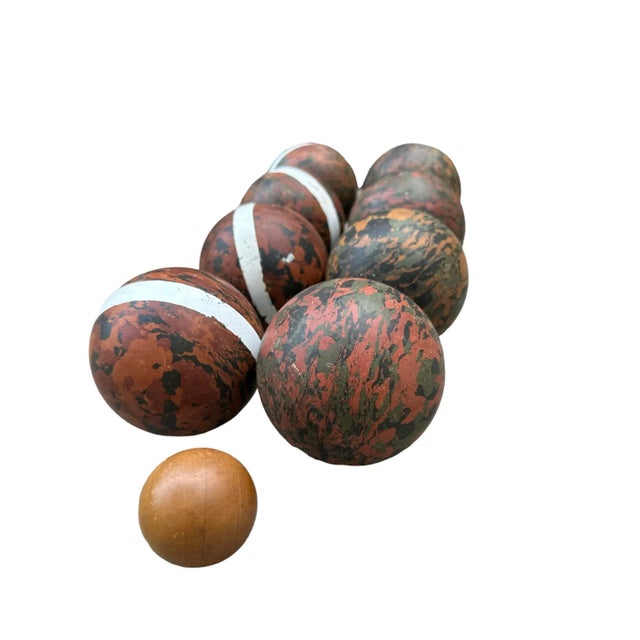Vintage Italian Bocce Ball Set in Mottled Camouflage Pattern and Earthy ...