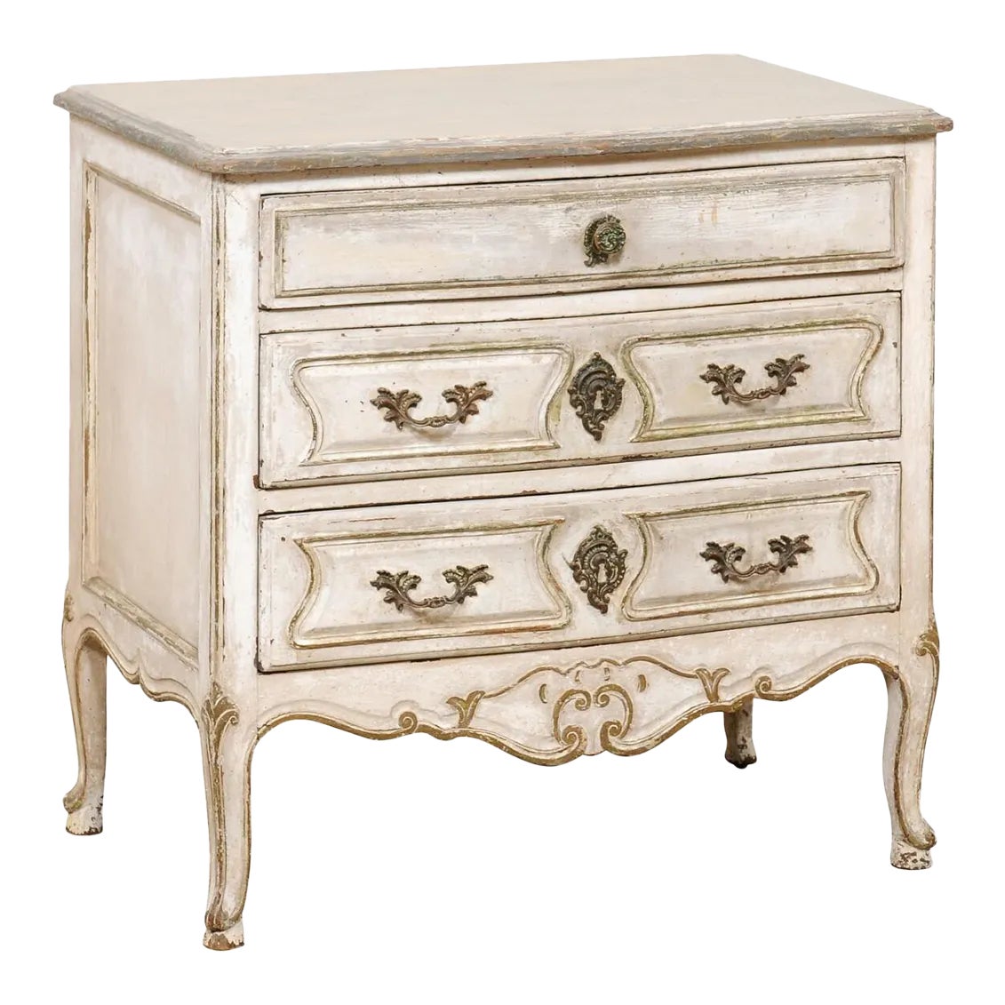 Petite Antique French Commode, Off-White | Chairish