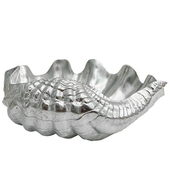 1988 Oversized Arthur Court Aluminum Clam Shell Bowl | Chairish