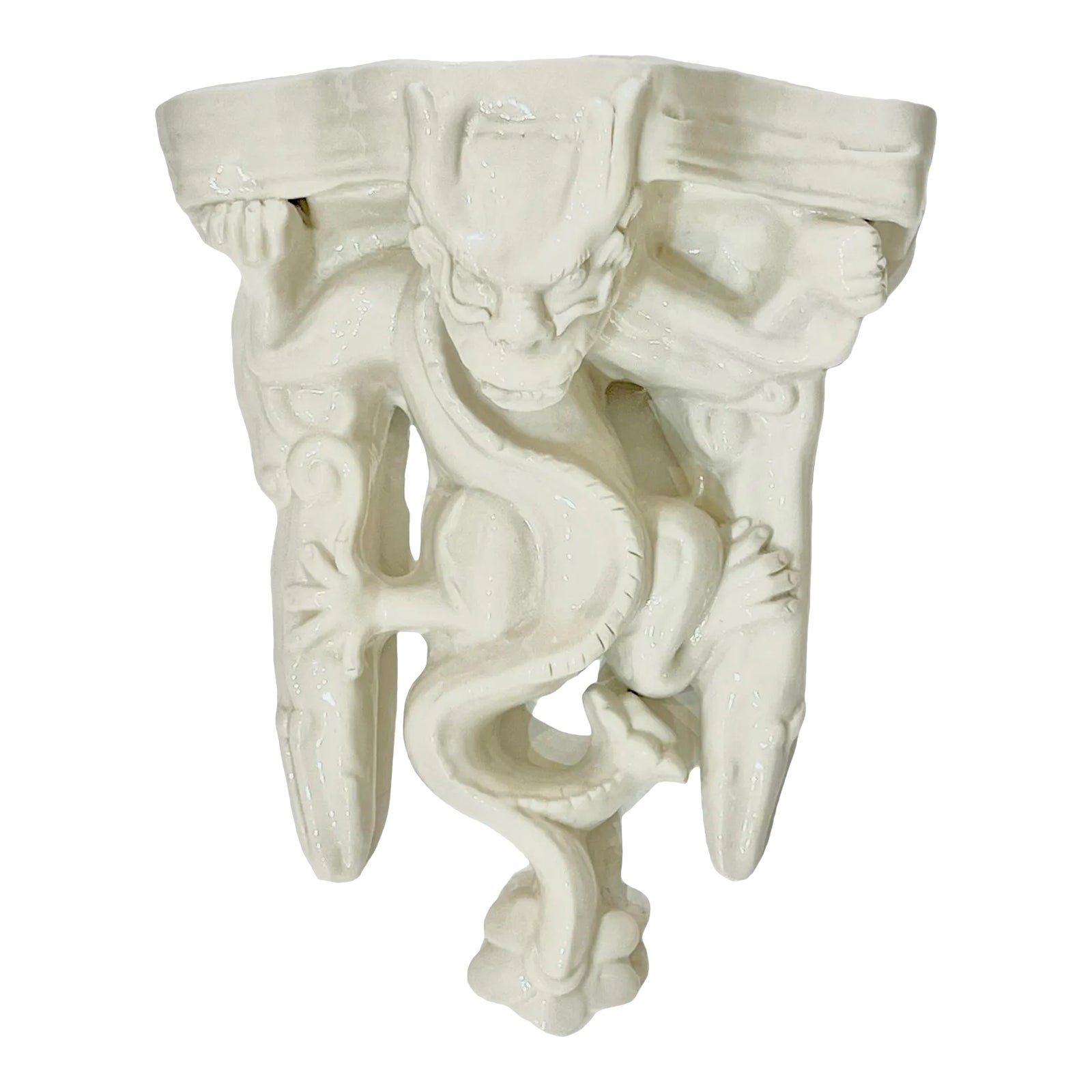Early 20th Century French Ceramic Gargoyle Wall Sconce | Chairish