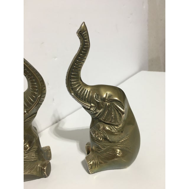 Pair of Solid Brass Elephant Bookends | Chairish