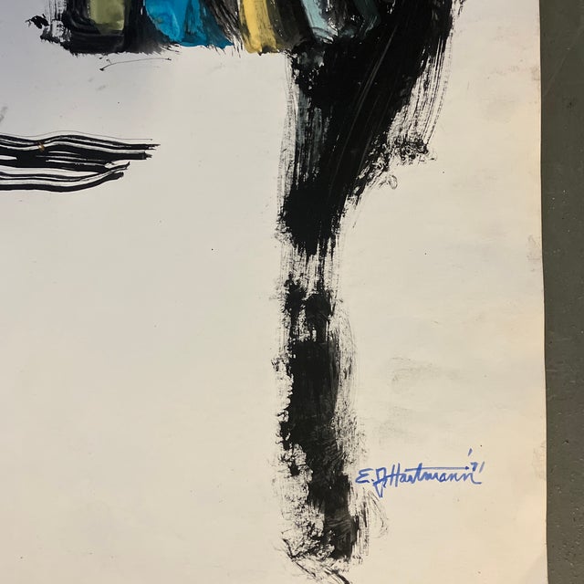 1970’s Original E.J.Hartmann Large Abstract Portrait Painting Signed ...