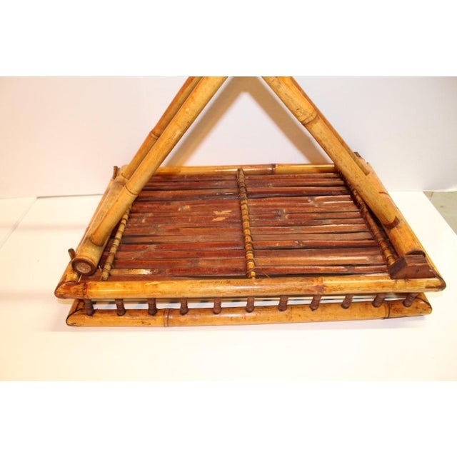 Mid 20th Century Folding Bamboo Tray Table|Two Piece | Chairish