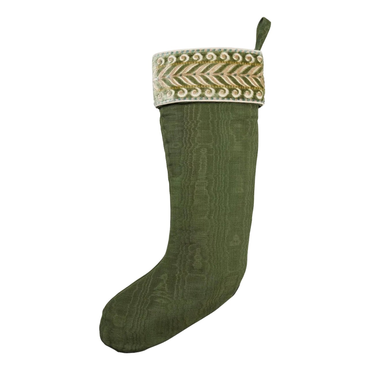 Schumacher x Patterson Flynn Beau Cotton Linen Moire Stocking In Oilive ...