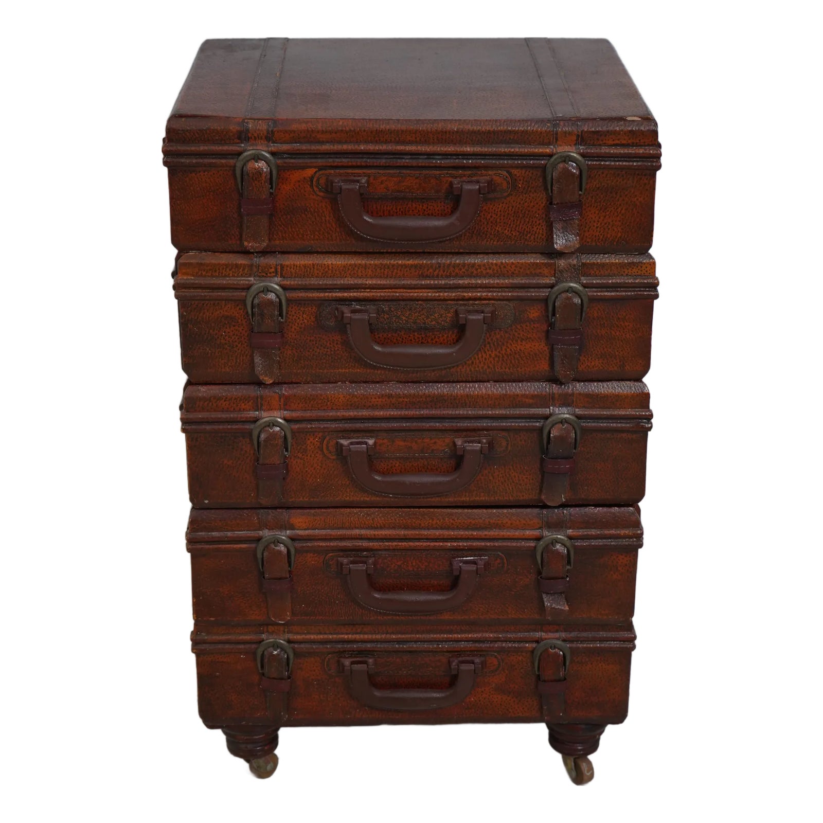 Leather Surface 5 Drawer Luggage Chest | Chairish