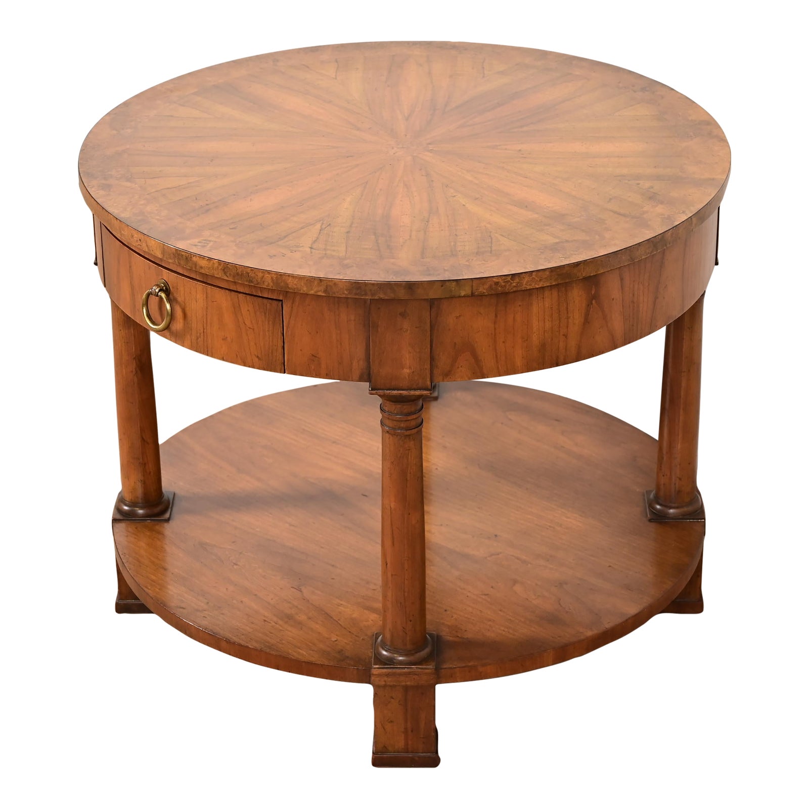 Baker Furniture French Empire Cherry and Burl Wood Tea Table, Circa ...