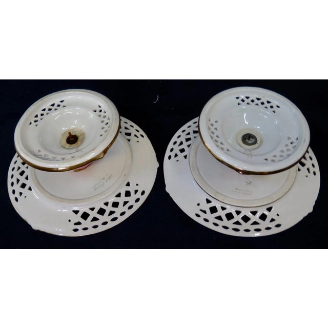 Vintage French Porcelain Reticulated Compote Servers - A Pair | Chairish