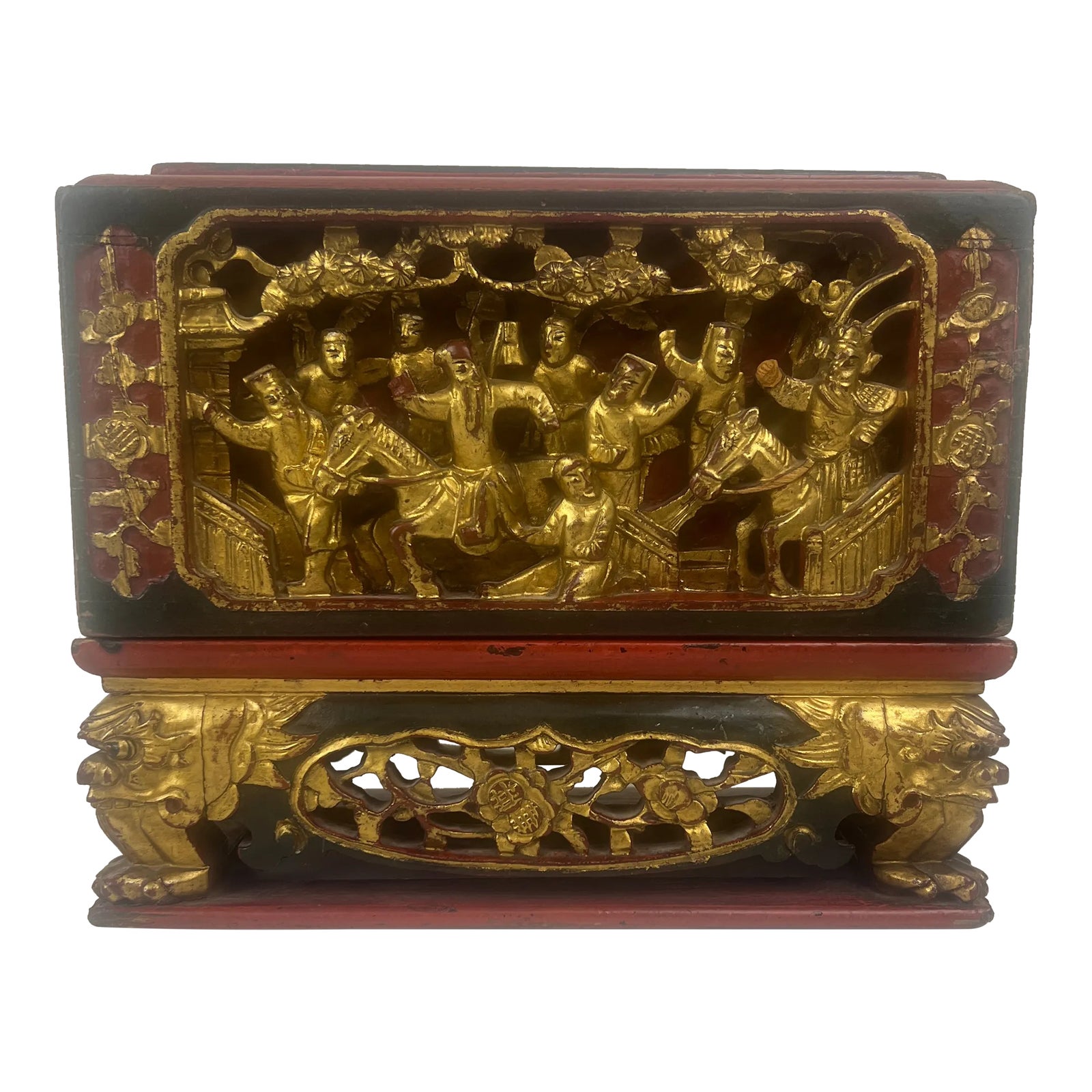 Late 19th Century Carved Chinese Offering Box | Chairish