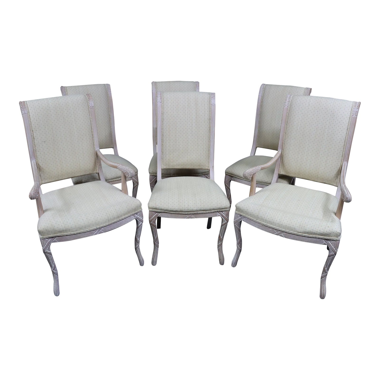 Whitewashed Dining Chairs Set/6 | Chairish