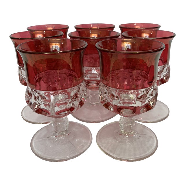 1950s Kings Crown Ruby Red Wine Glasses by Tiffin Franciscan - Set of 8 ...