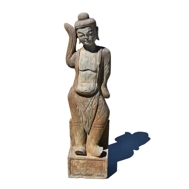 19th Century Solid Stone Figurative Statue | Chairish