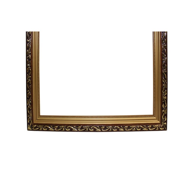 Wood Golden Scroll Motif Rim Rectangular Picture Painting Frame | Chairish