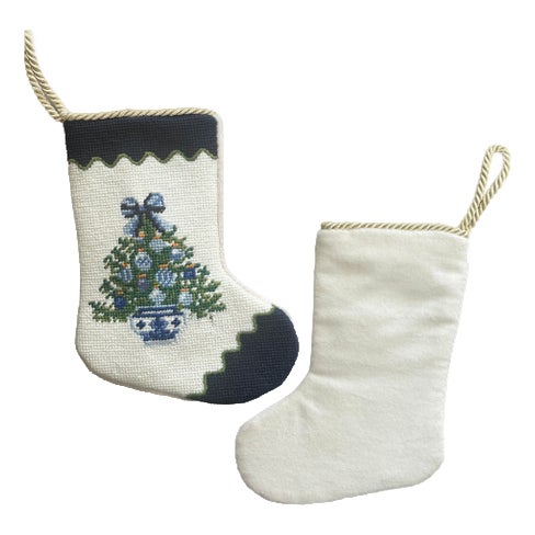 Chinoiserie Tree Needlepoint Stocking, Large | Chairish