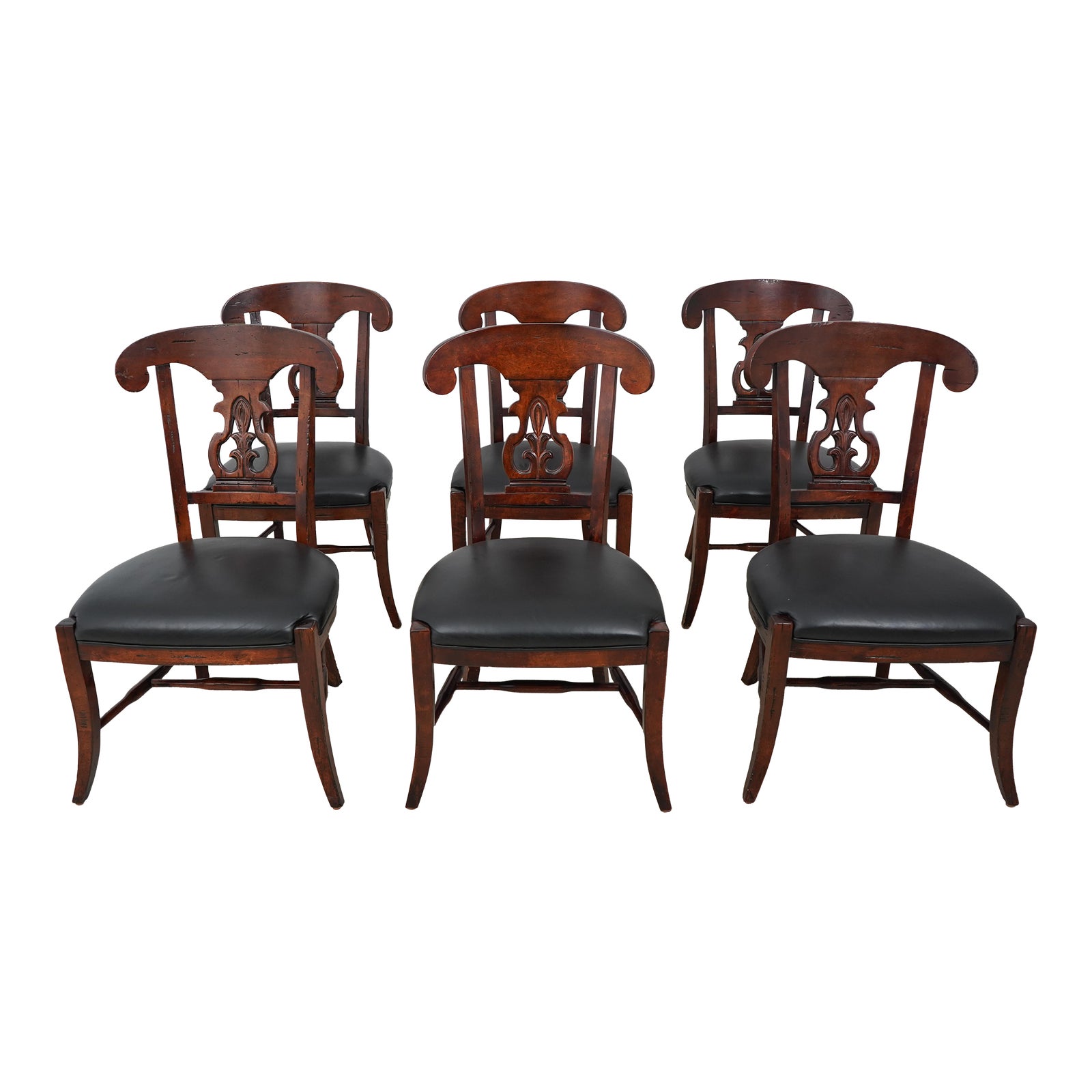 Set of 6 Lorts Neoclassical Distressed Finish Dining Chairs | Chairish