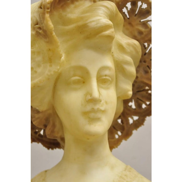 Late 19th Century Antique Victorian Carved Italian Alabaster Woman Bust ...